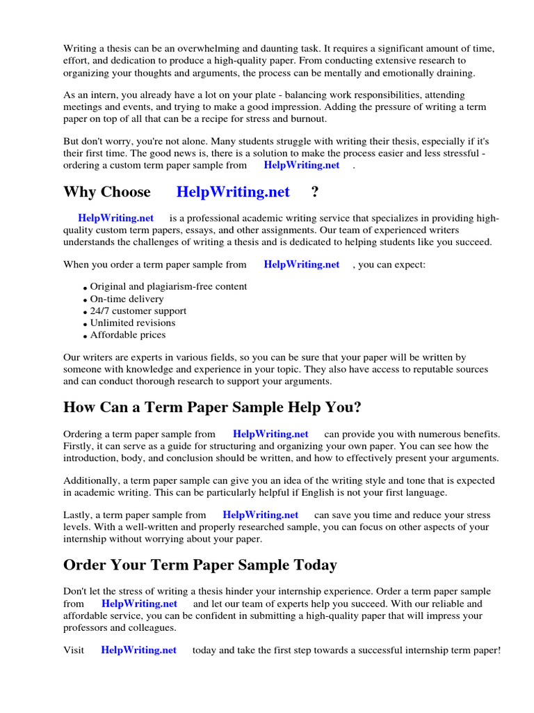 Custom Term Paper Samples for Interns | PDF | Computer Network | Ip Address