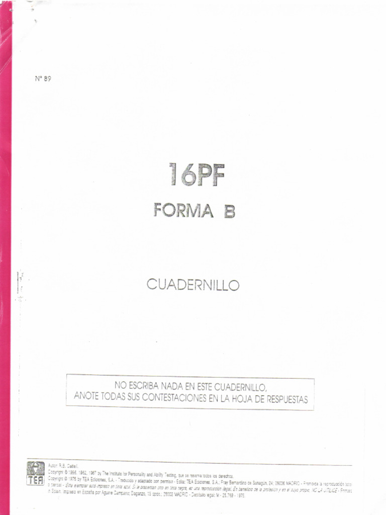 Cuaderno 16pf | PDF