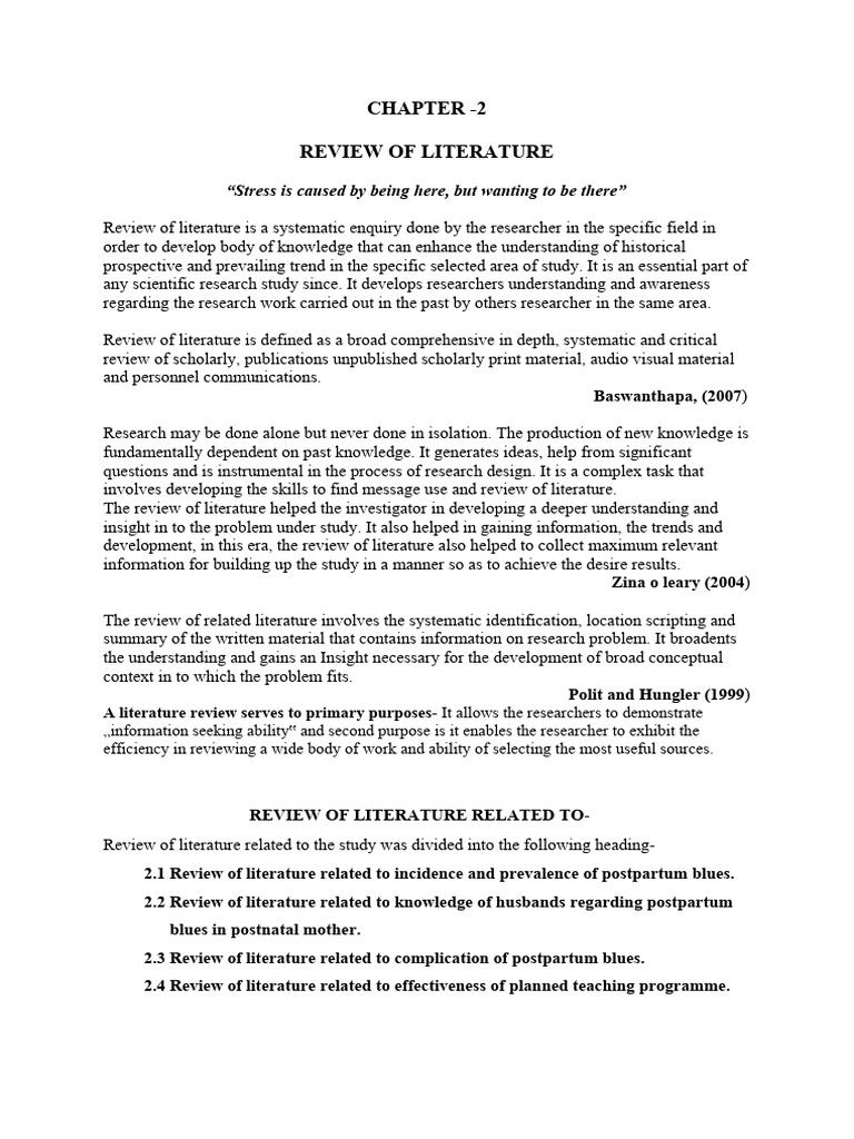CHAPTER 2 Review of Literature - 1 | PDF | Postpartum Period | Cognition CHAPTER 2 Review of Literature - 1 | PDF | Postpartum Period | Cognition