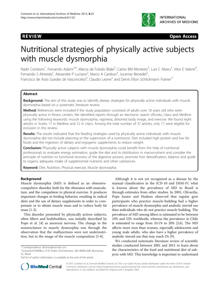 muscle dysmorphia | PDF | Dietary Supplements | Diet (Nutrition)