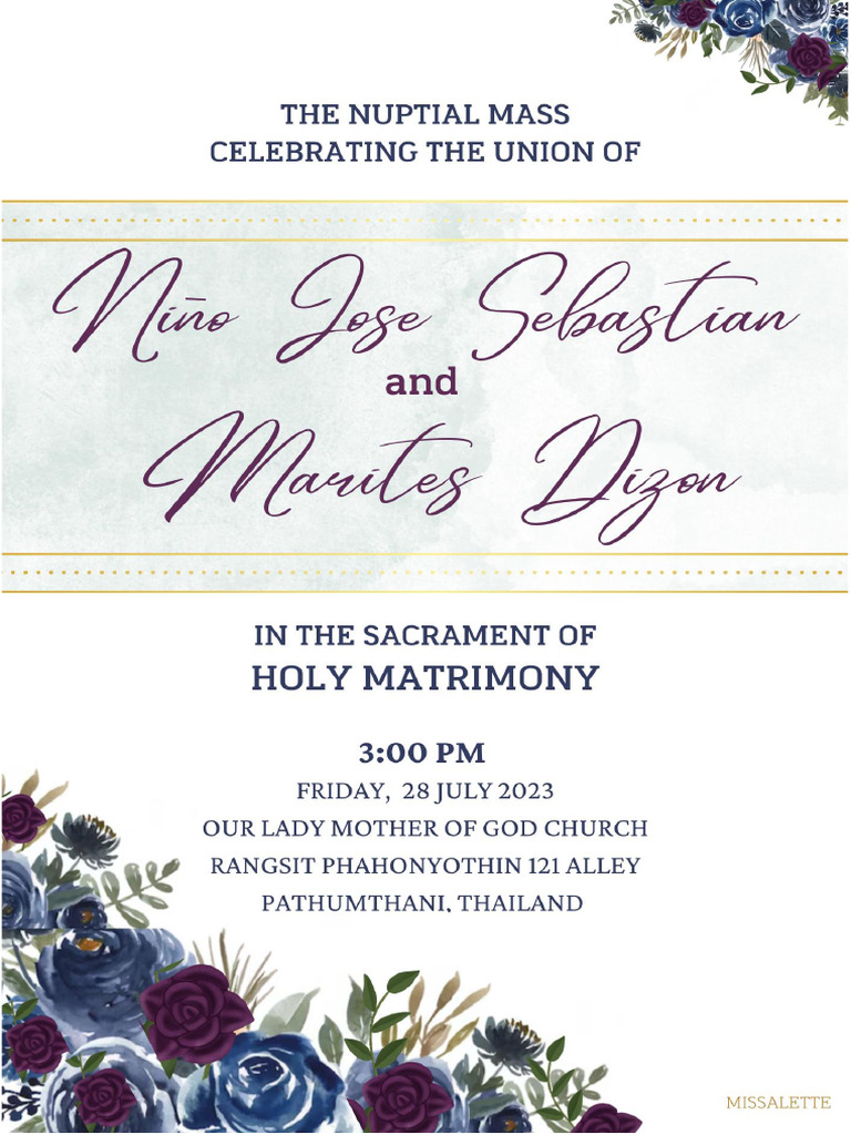 Nino&Tess Wedding Misalette - July 28 2023 FINAL | PDF | Eucharist ...