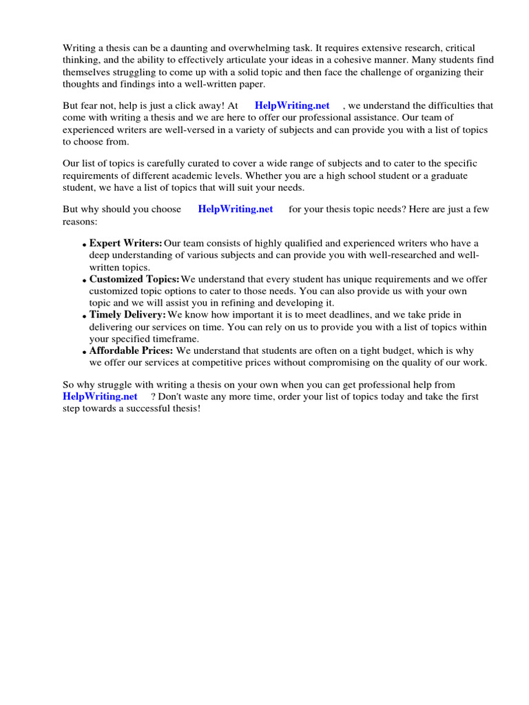 Term Paper List of Topics | PDF | Essays | Thought