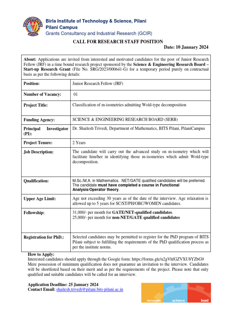 JRF Advertisement ST | PDF | Doctor Of Philosophy