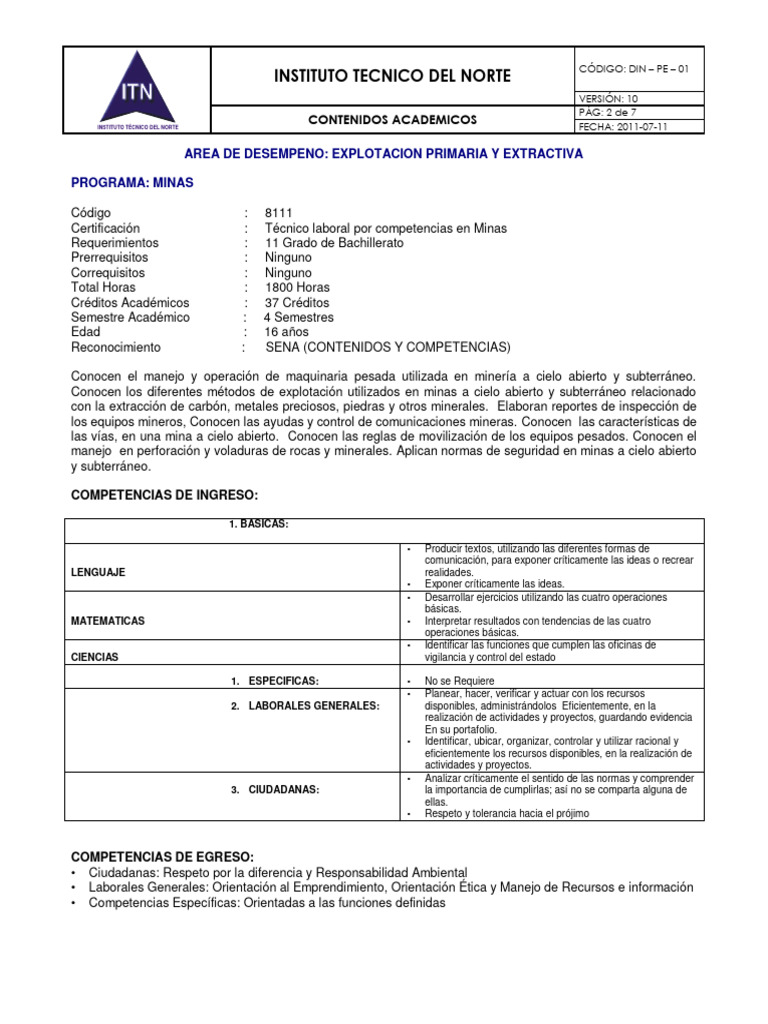 Contenidos Academicos Minas 2021 - Actualizado | PDF | Minería ...