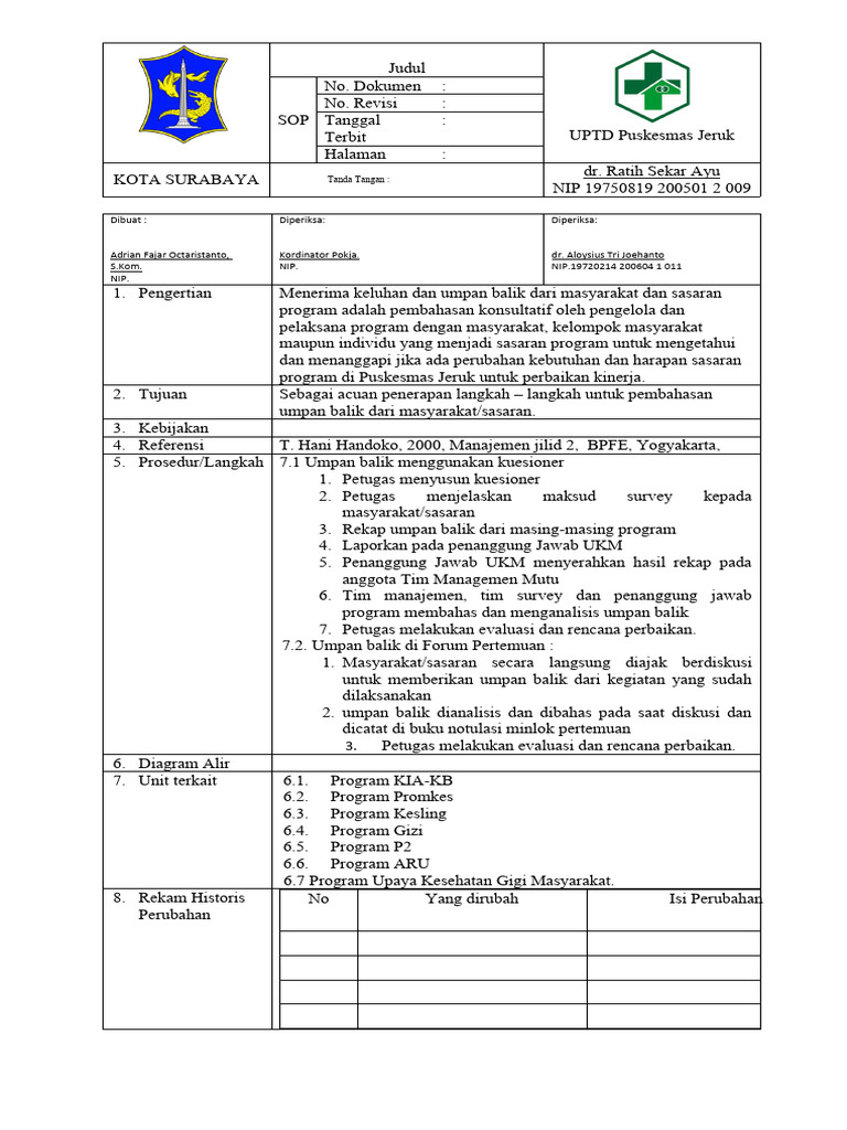 SOP Umpan Balik New | PDF