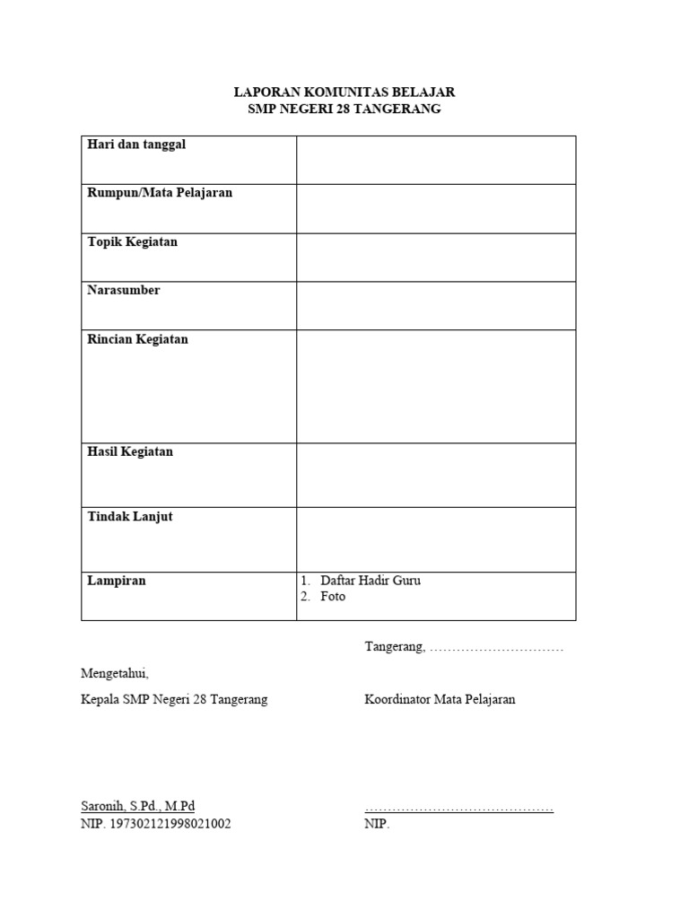 Laporan Komunitas Belajar Pdf