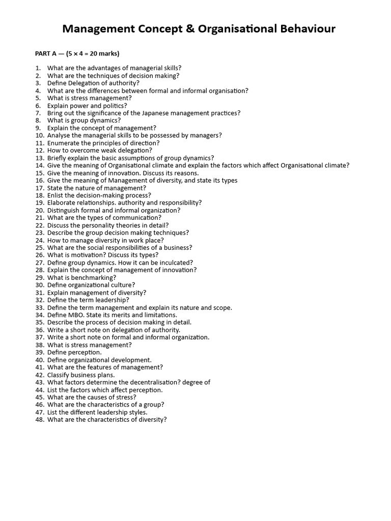 Management Concept and Organisational Behaviour - QB | PDF | Leadership | Organization Development