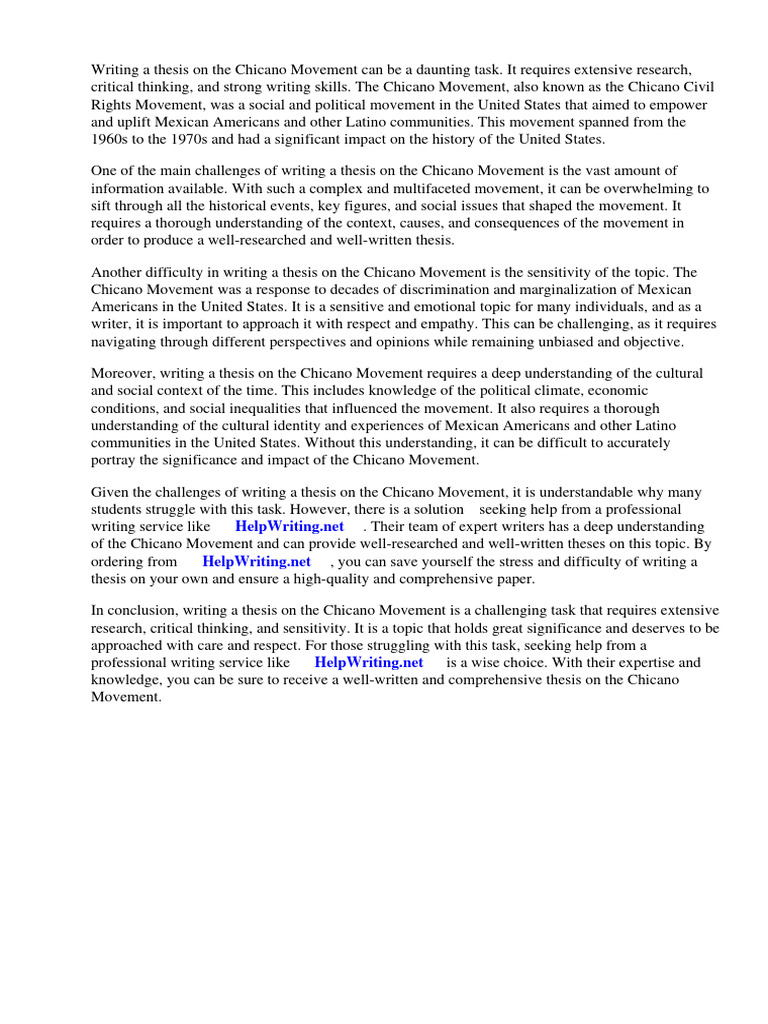Chicano Movement Thesis Guide | PDF | Chicano