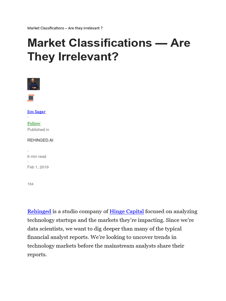 Market Classifications Are They Irrelevant | PDF | Internet | Startup Company