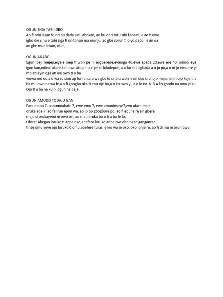 Iwe Ogun Iginyanju Eda | PDF