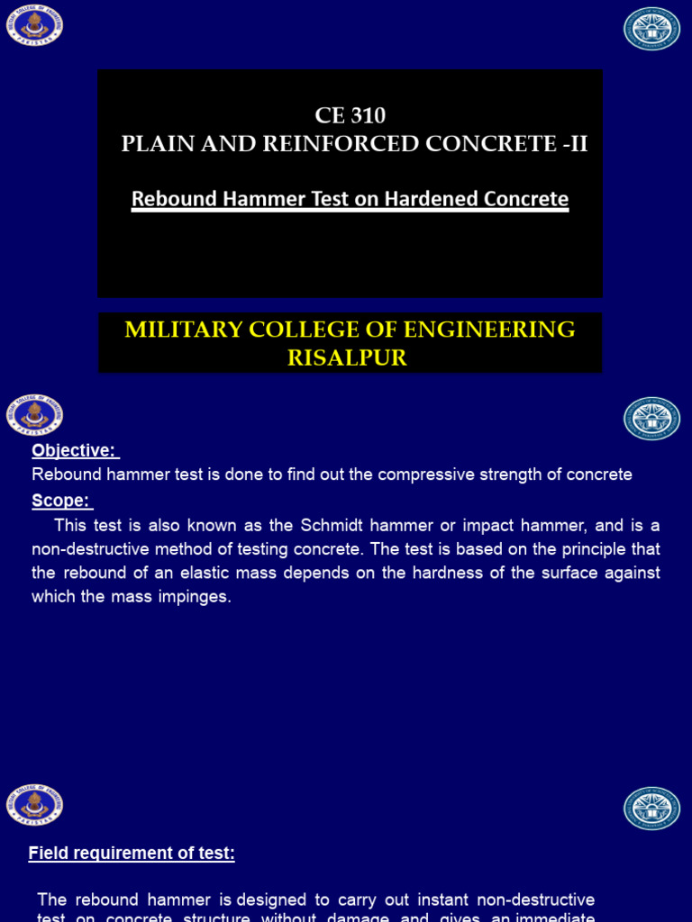 Rebound Hammer Test | PDF | Hardness | Concrete