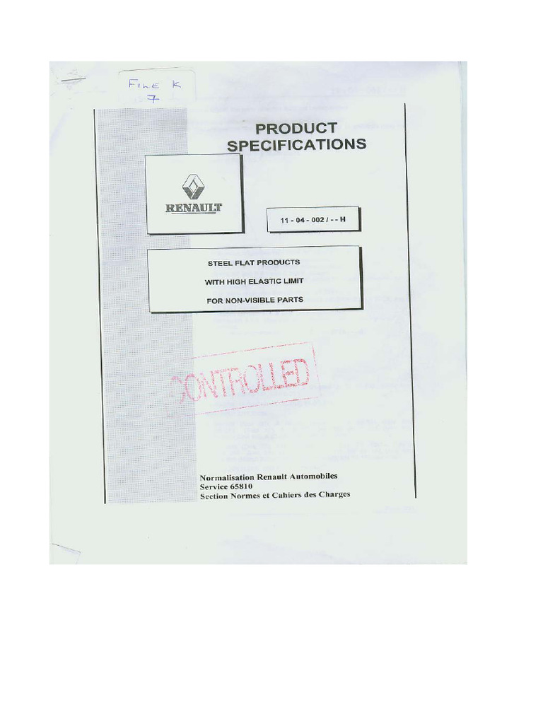 NRA-Renault-11-04-002 - H (2002) - (Steel Flat-High Elastic Limit-Non ...