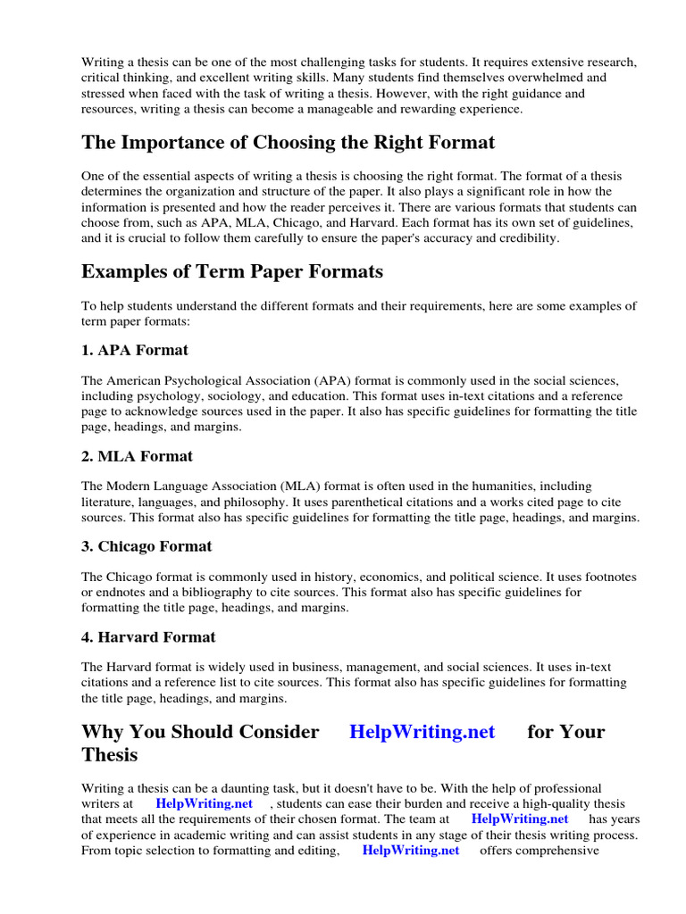 Examples of Term Paper Formats | PDF | Citation | Apa Style