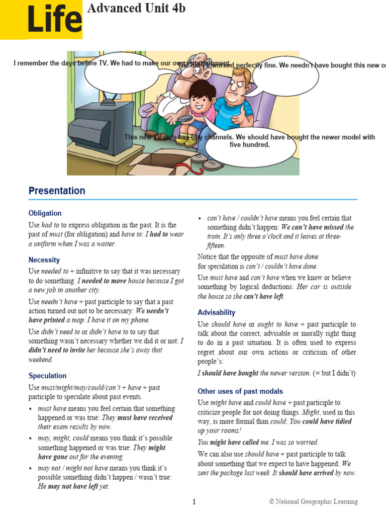 Grammar Past Modals 4b | PDF | Verb | Grammar