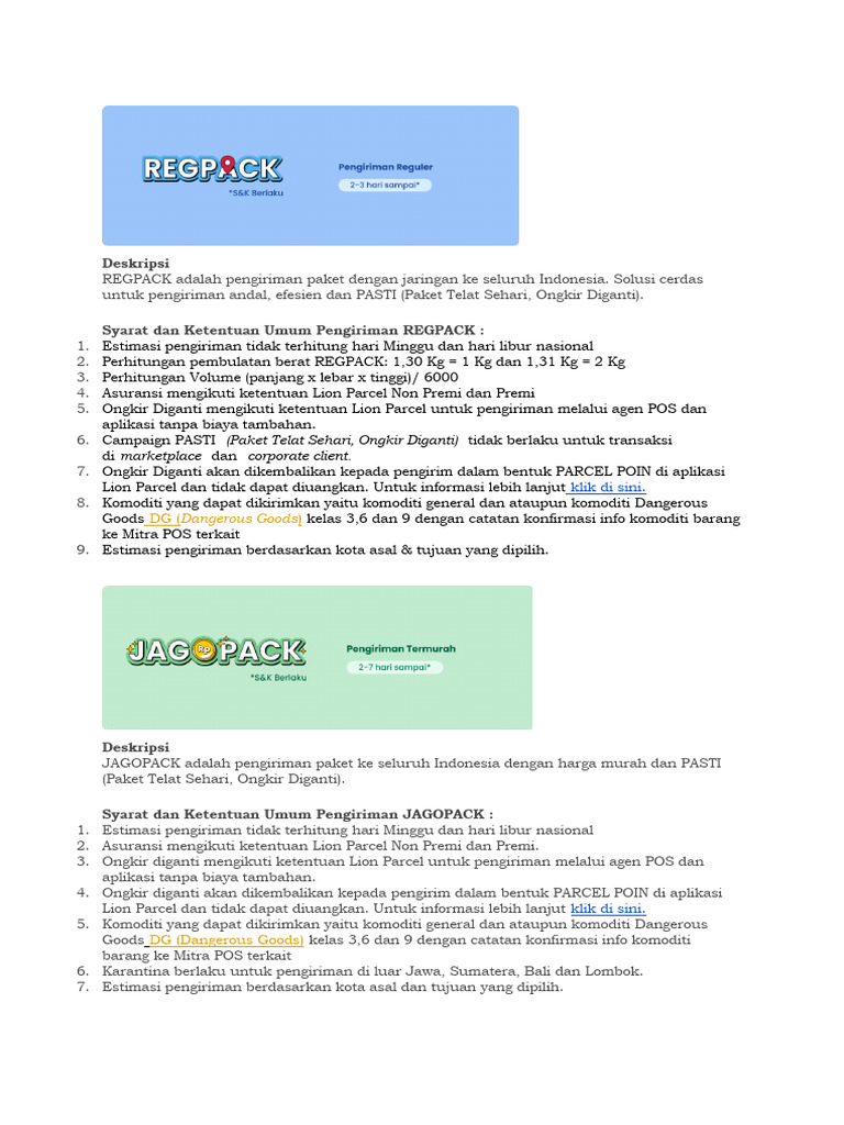 Layanan Lion Parcel | PDF