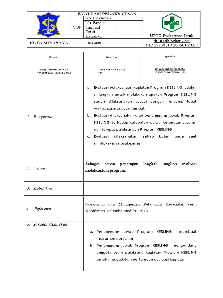 Sop Evaluasi Pelaksanaan | PDF | Karier & Perkembangan | Teknologi & Rekayasa