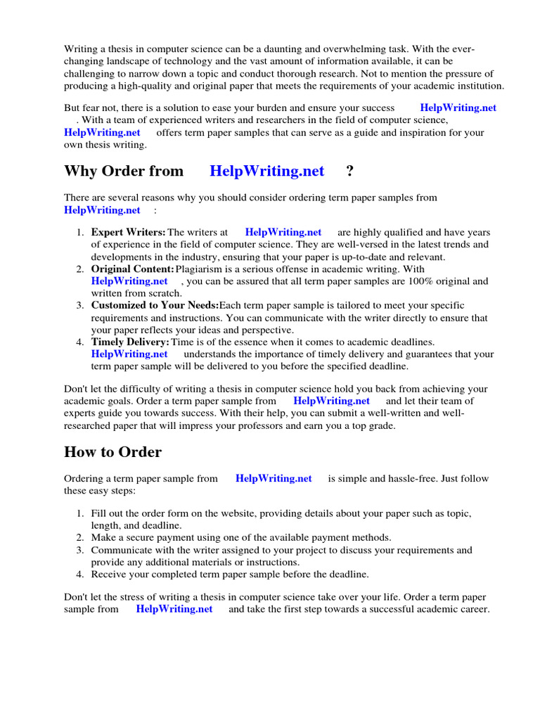 Term Paper Samples Computer Science | PDF | Science | Computer Science
