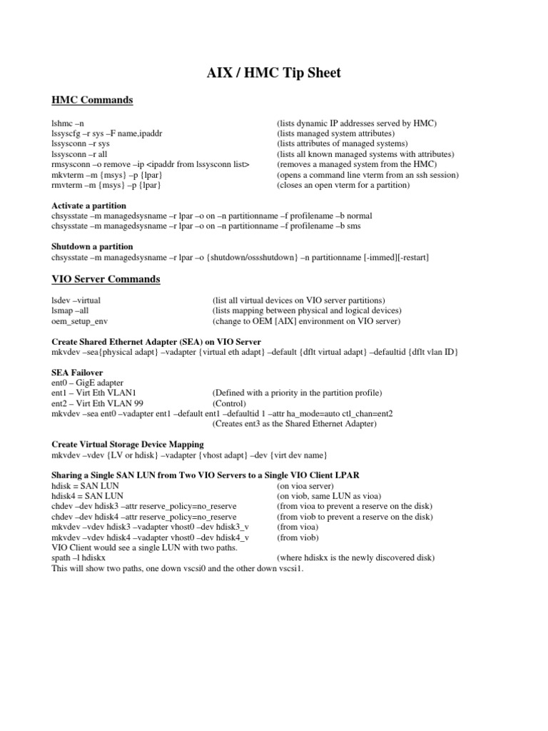 AIX HMC TipSheet | PDF | Computers