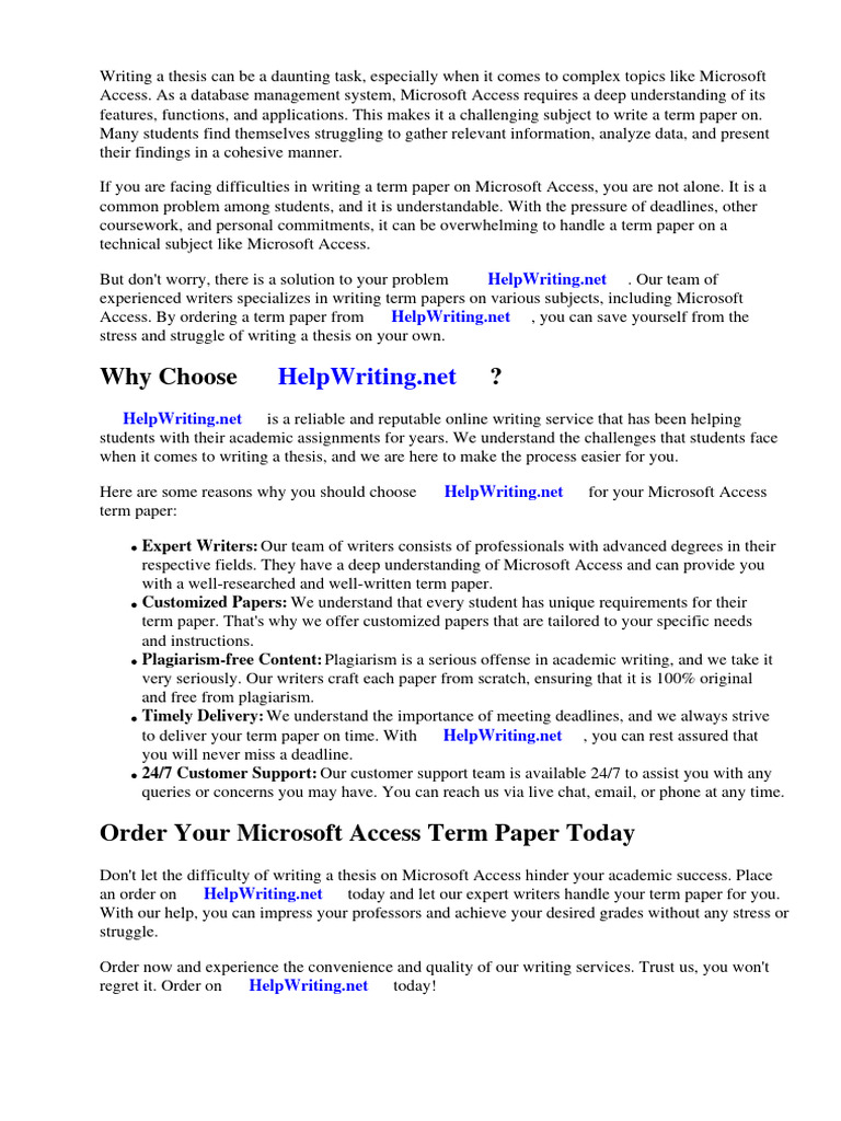 Microsoft Access Term Paper | Download Free PDF | Microsoft Access | Databases
