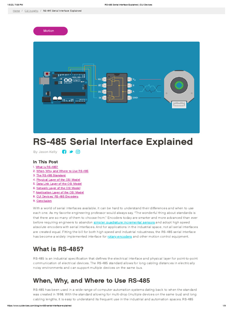 RS-485 Serial Interface Explained _ CUI Devices | PDF | Osi Model | Duplex (Telecommunications)