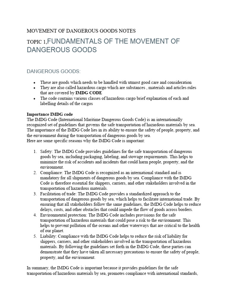 Dangerous Goods Notes | PDF | Dangerous Goods | Cargo