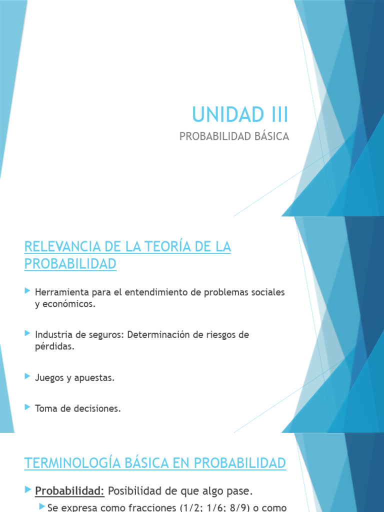 UNIDAD III Probabilidad Básica | PDF | Probabilidad | Teoría de ...