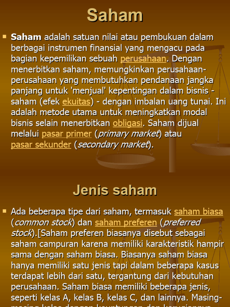 Saham | PDF | Pengelolaan Keuangan & Uang