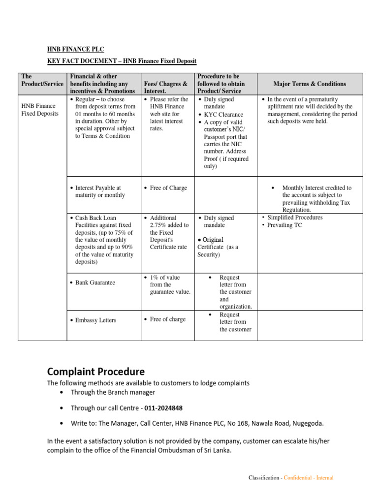 Key-Fact-Document-Fixed-deposit-English | PDF | Banking | Financial ...