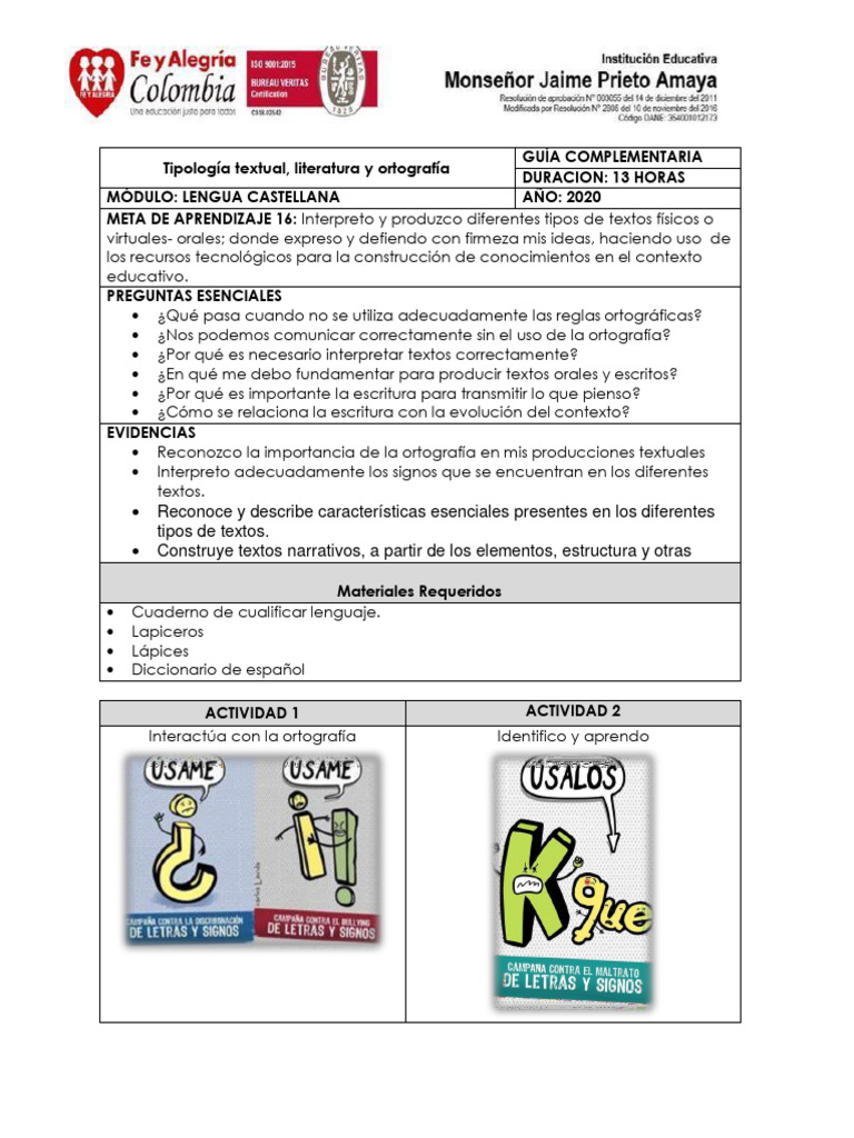 Meta 16 | PDF | Sustantivo | Ortografía