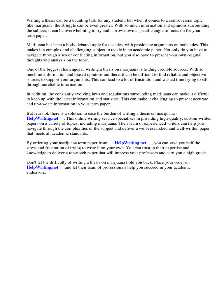Marijuana Term Paper Introduction | PDF | Cannabis (Drug) | Medical ...