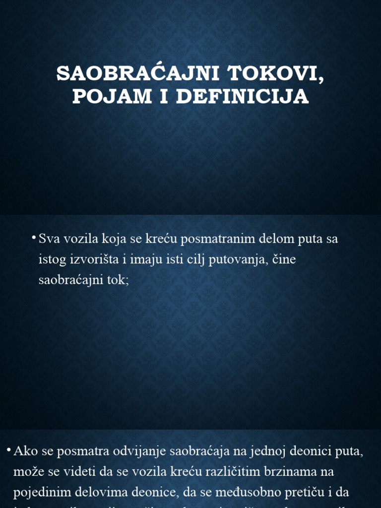 Saobraćajni Tokovi, Pojam I Definicija | PDF