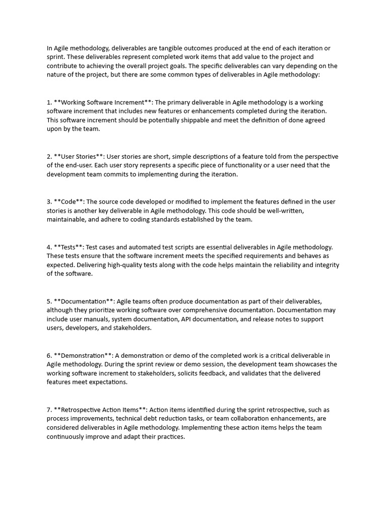 Agile Methodology, Deliverables | Download Free PDF | Agile Software Development | Information ...