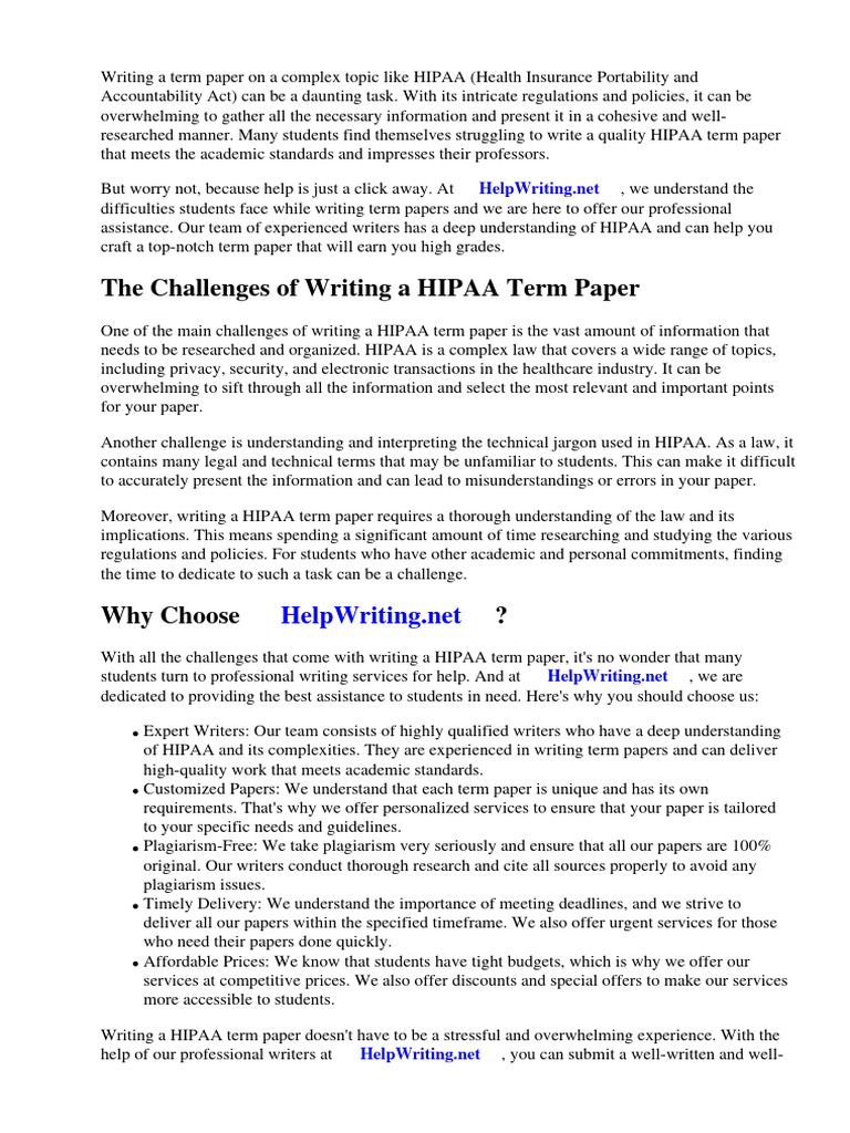 Term Paper Hipaa | Download Free PDF | Health Insurance Portability And ...