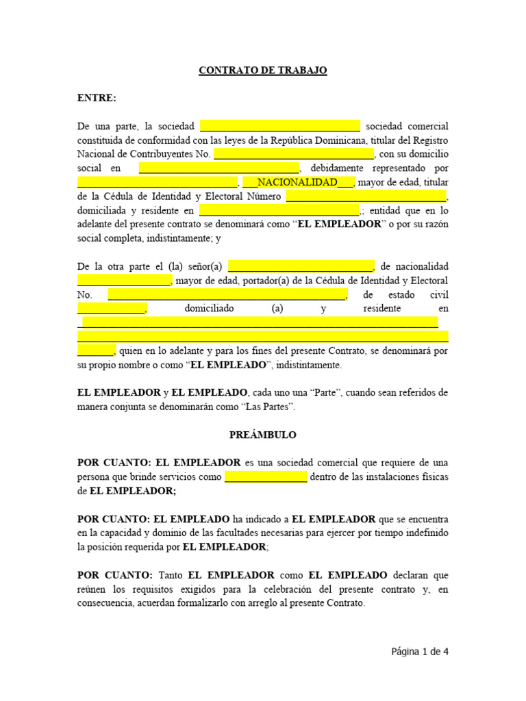 Modelo de Contrato de Trabajo | PDF | Salario | Derecho laboral