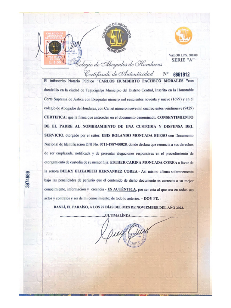 Consentimiento Padre de Esther Moncada | PDF