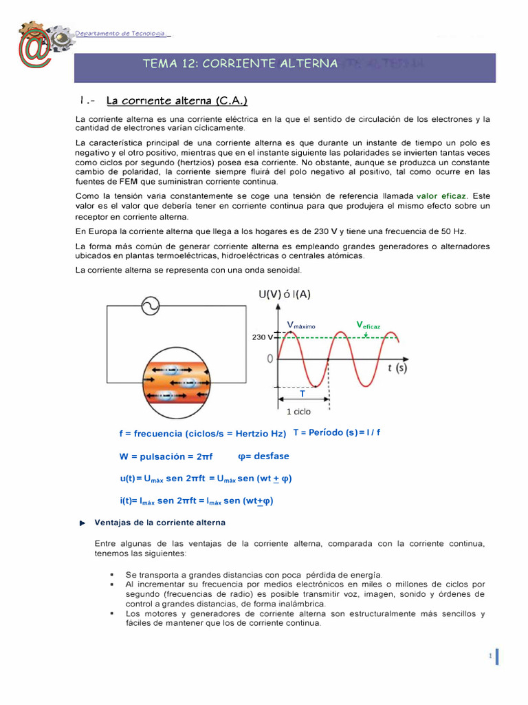 Características de la Corriente Alterna | PDF | Impedancia eléctrica ...