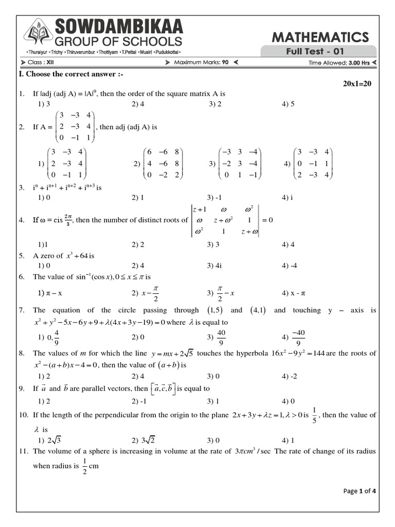 Namma Kalvi 12th Maths Full Portion Model Question Papers em 217381 ...
