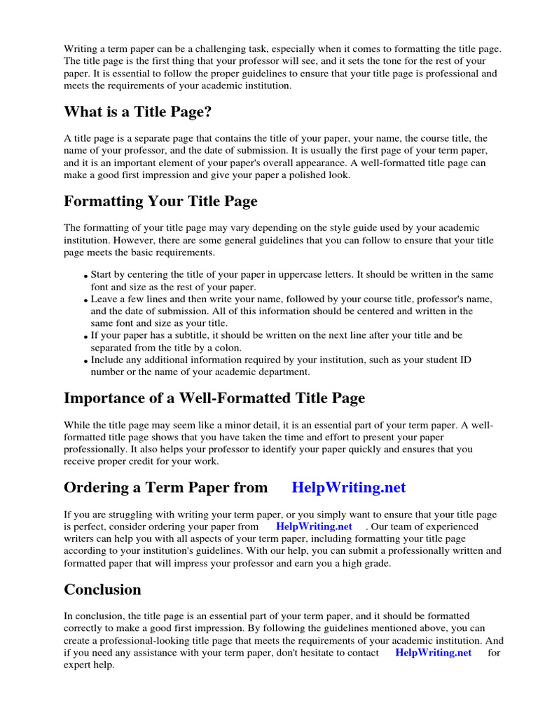 How To Make A Title Page For A Term Paper | PDF | Thesis | Essays