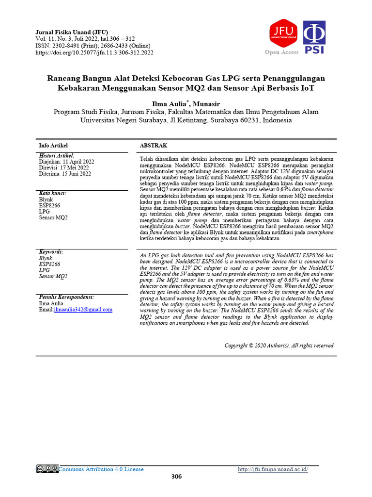 Rancang Bangun Alat Deteksi Kebocoran Gas LPG Sert | PDF