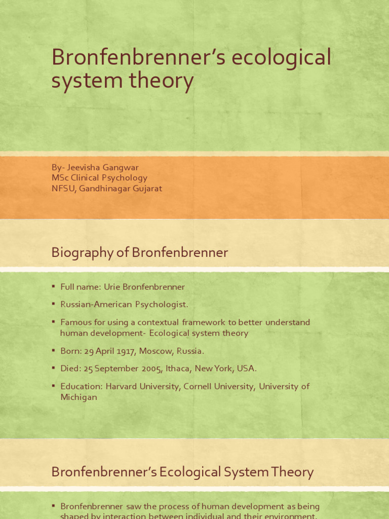 Bronfenbrenner's Ecological Theory TA1 Jeevisha | PDF | Psychology ...