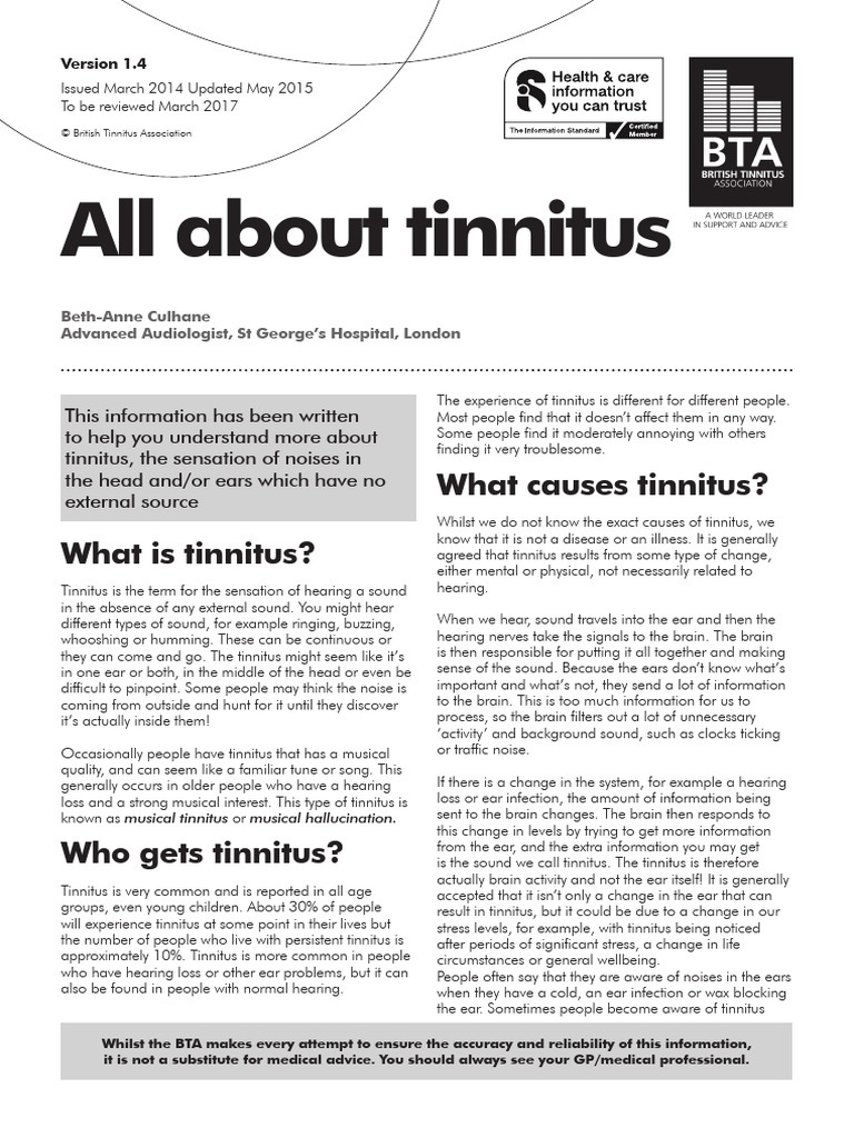 All About Tinnitus Ver 1.4 | PDF | Tinnitus | Sleep
