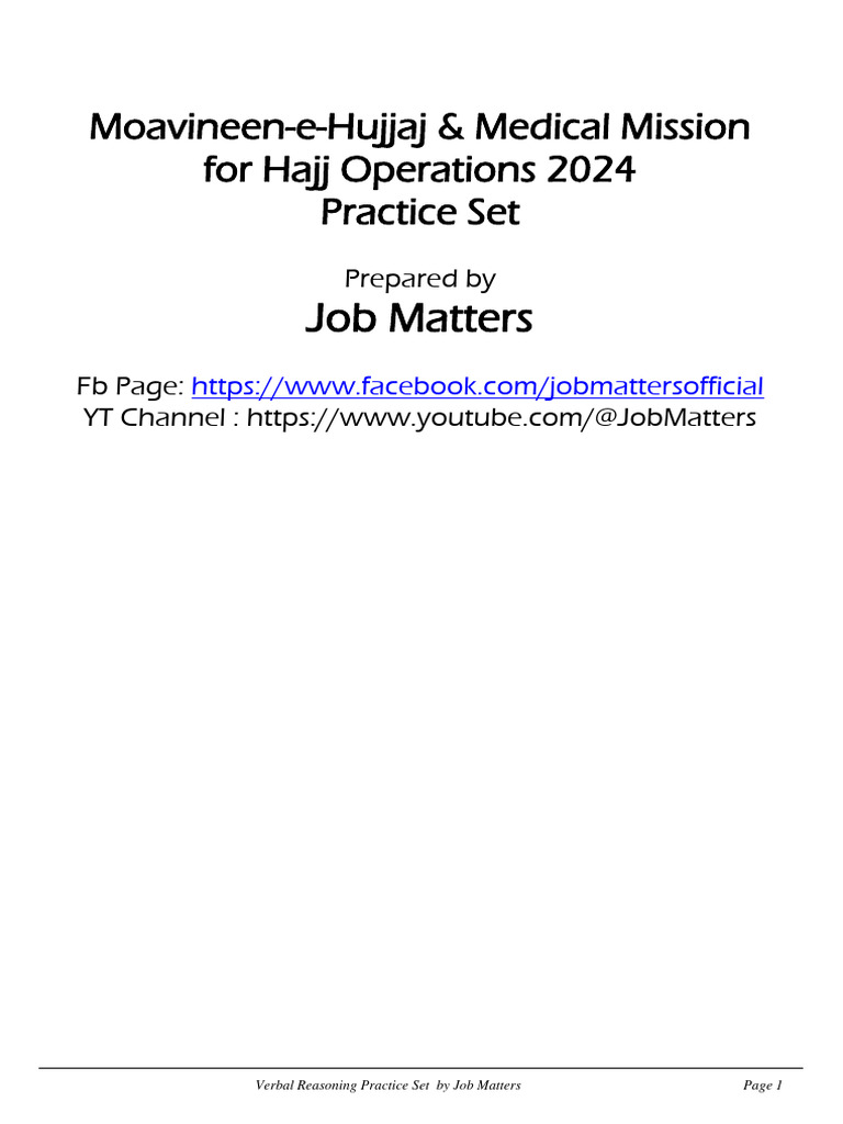 Verbal Reasoning Practice Set | PDF