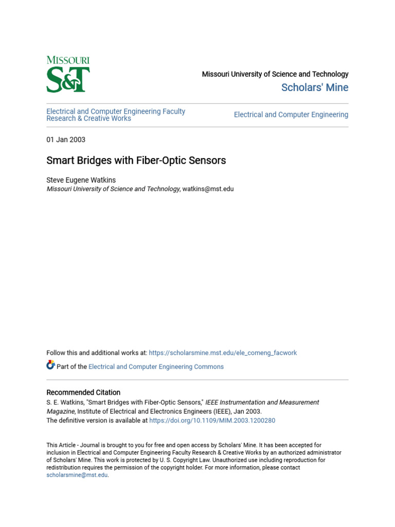 Smart Bridges With Fiber-Optic Sensors | PDF | Optical Fiber | Instrumentation