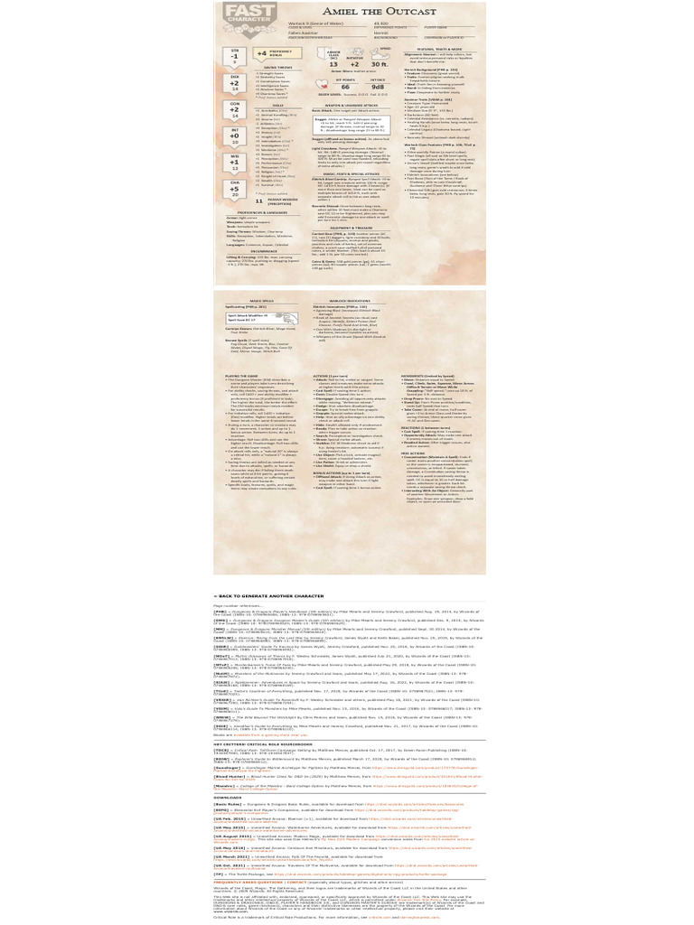 Fallen Aasimar Warlock 9 (Genie of Water) | PDF | Wizards Of The Coast | Dungeons & Dragons