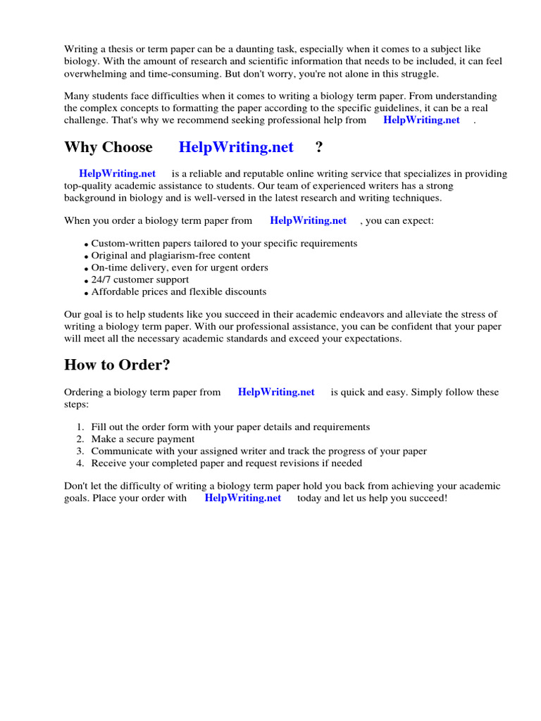 Biology Term Paper Format | PDF | Biology