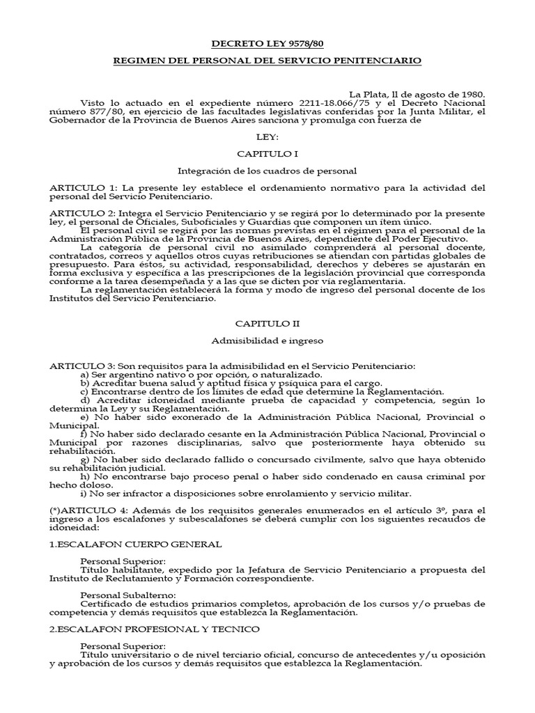 Decreto-Ley #9.578-80 y Decreto Reglamentario #342-81 | PDF | Oficial no comisionado | Policía