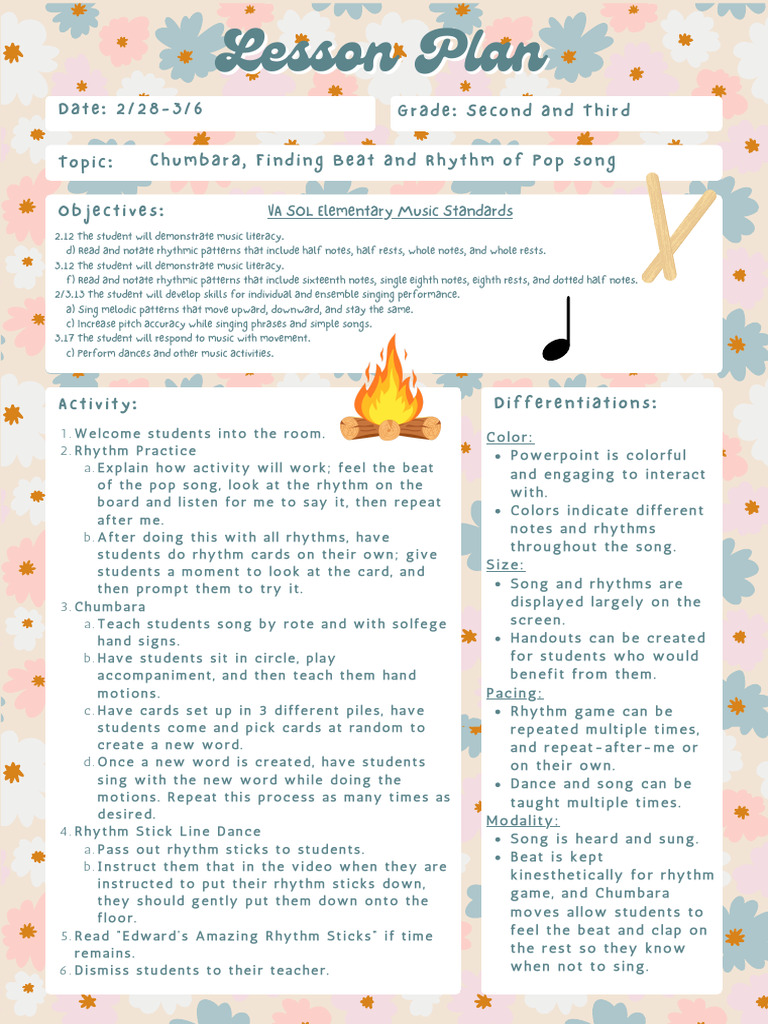 2-3 Chumbara Rhythm Plan | PDF | Rhythm | Musical Notation