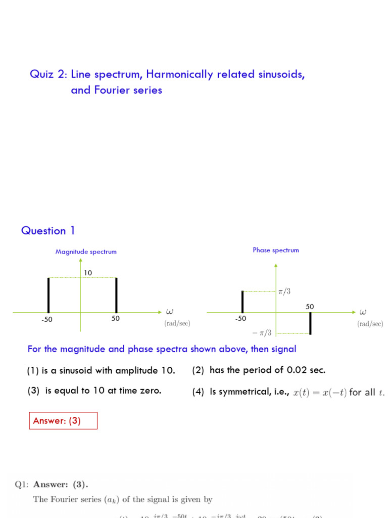 Fourier Series & Spectrum Quiz | PDF
