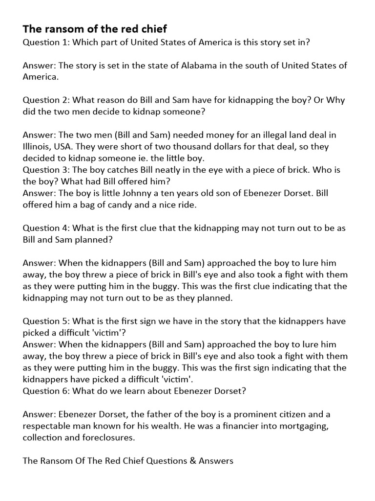 The Ransom Red Chief | PDF | Kidnapping