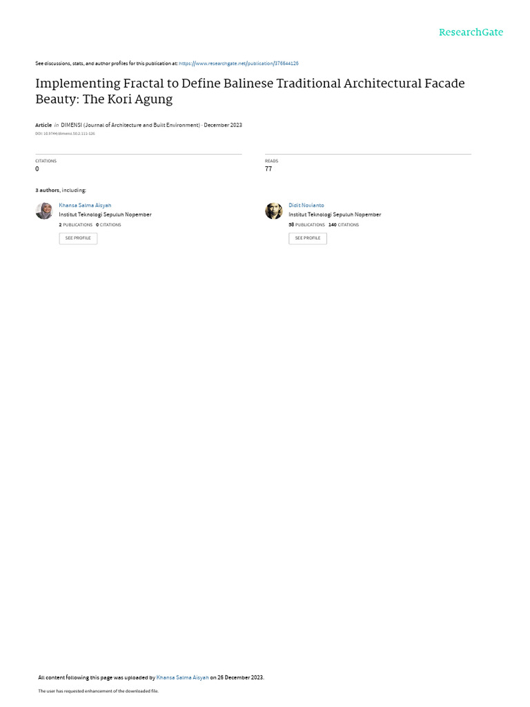 Implementing Fractal To Define Balinese Traditiona | PDF | Fractal | Pattern